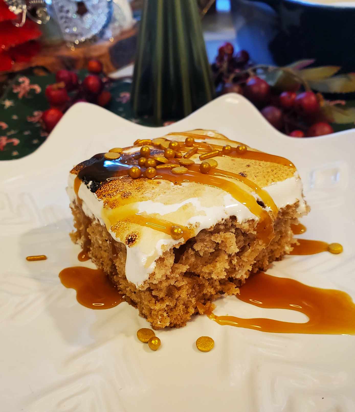 Gingerbread Cake with Toasted Marshmallow - She's Got The Cooks